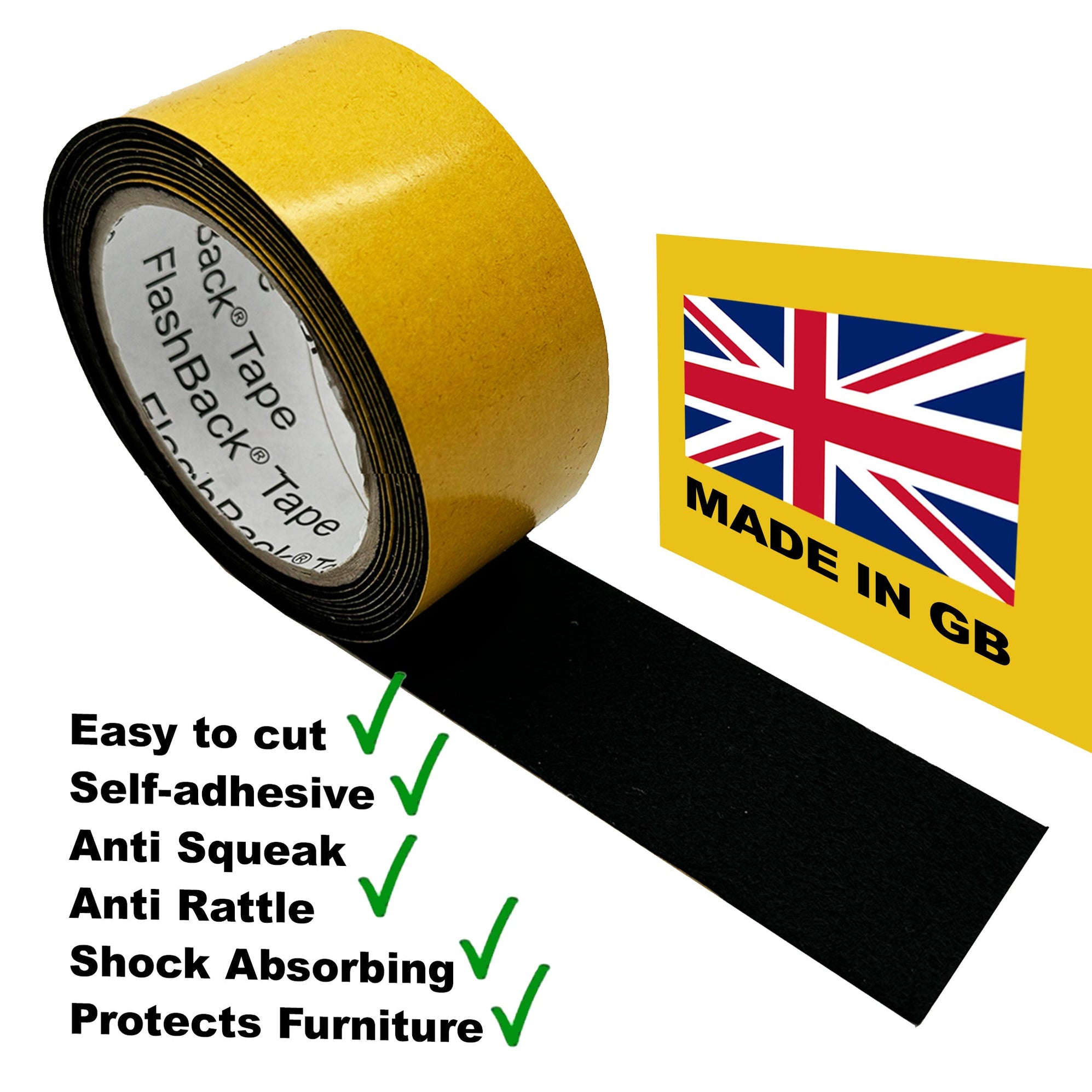 Anti Squeak Black Felt Tape - Made in the UK — Flashback Tape